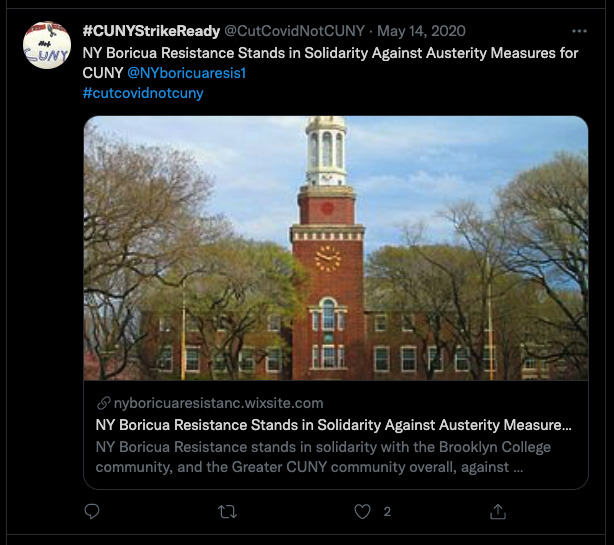 Tweet: NY Boricua Resistance Stands in Solidarity Against Austerity ...
